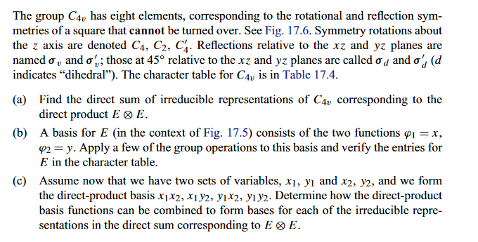 Solved The group C4v has eight elements, corresponding to | Chegg.com