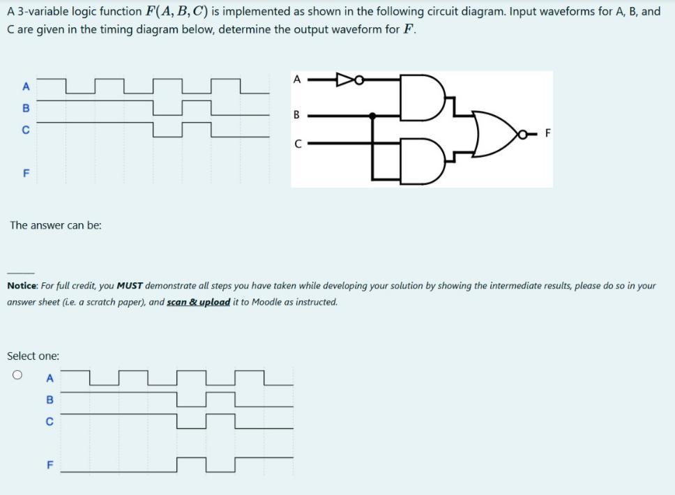 Solved A 3-variable logic function F(A,B,C) is implemented | Chegg.com