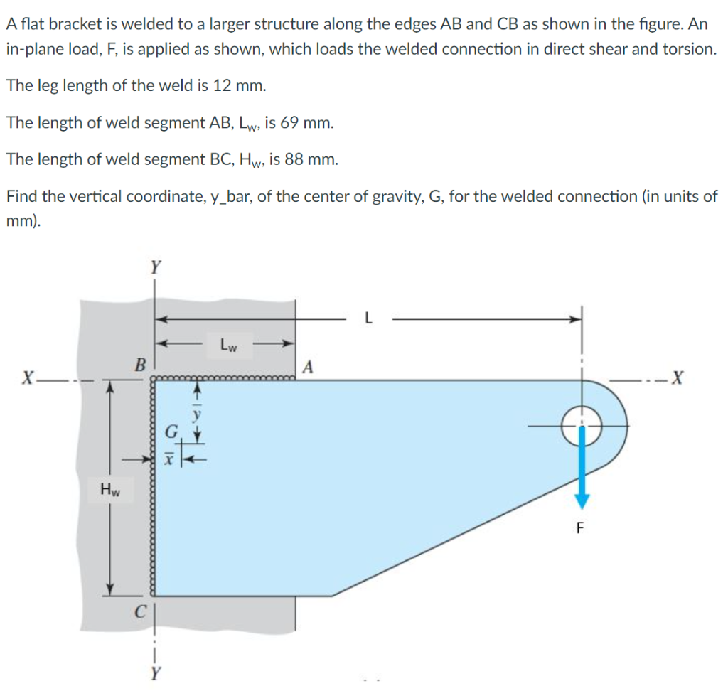 Solved A flat bracket is welded to a larger structure along | Chegg.com