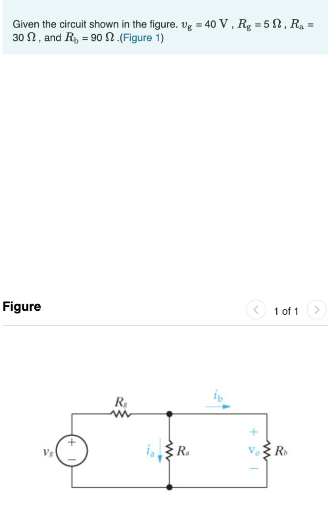 Solved 40 V , Rg = 5 2 , Ra = Given the circuit shown in the | Chegg.com