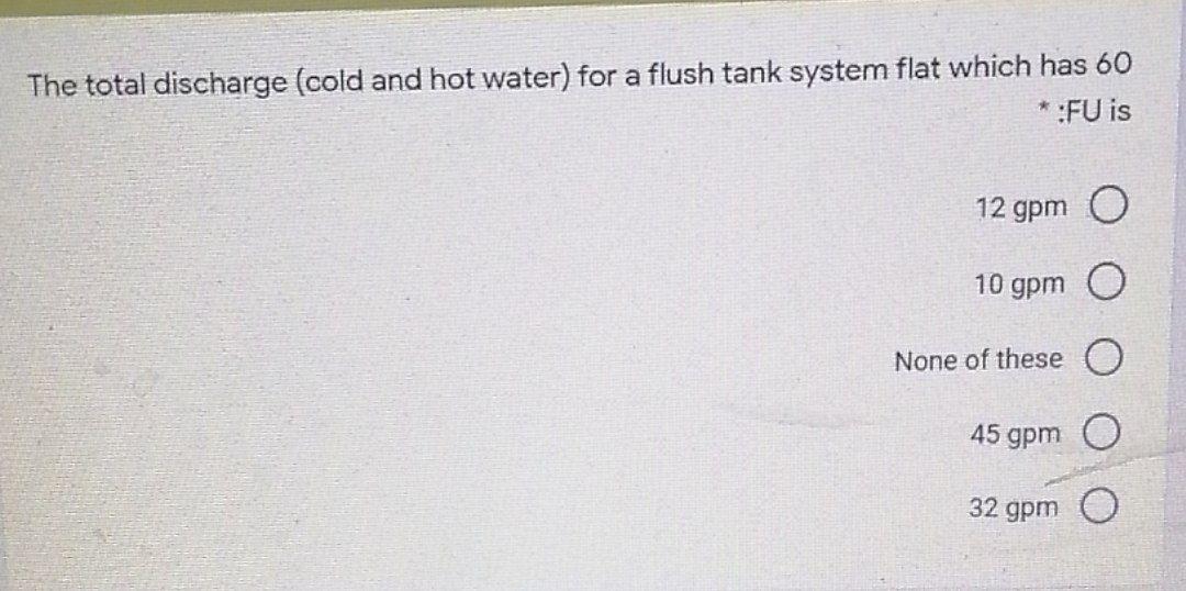 Solved The total discharge (cold and hot water) for a flush | Chegg.com