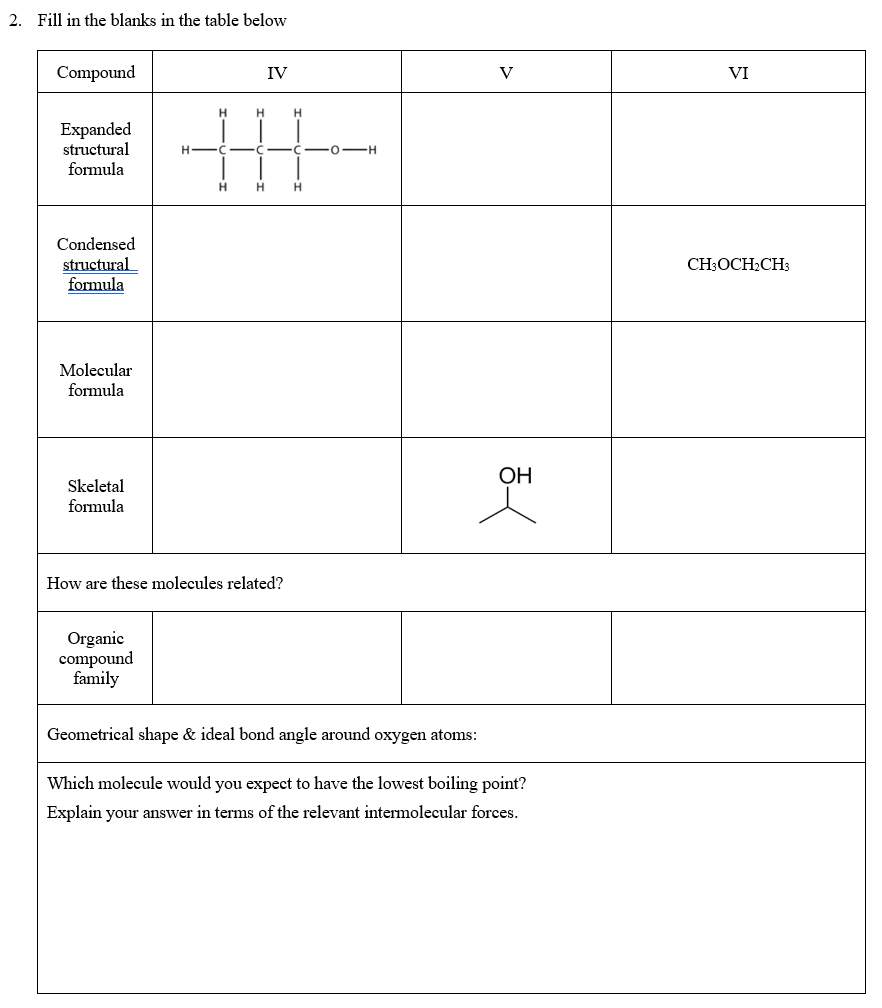 Solved 2. Fill in the blanks in the table below Geometrical | Chegg.com