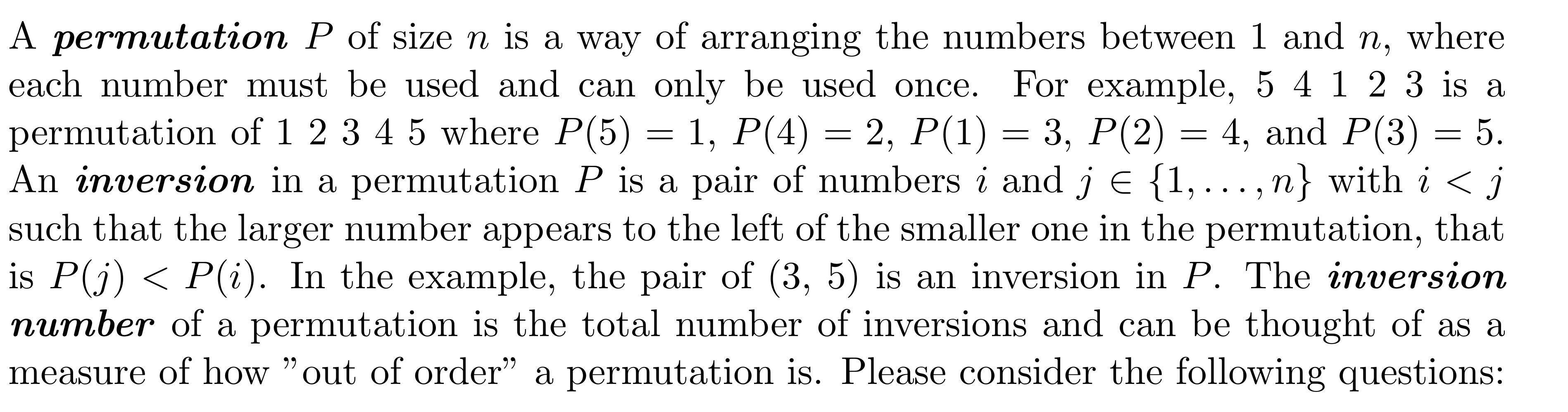 Solved A permutation P of size n is a way of arranging the | Chegg.com