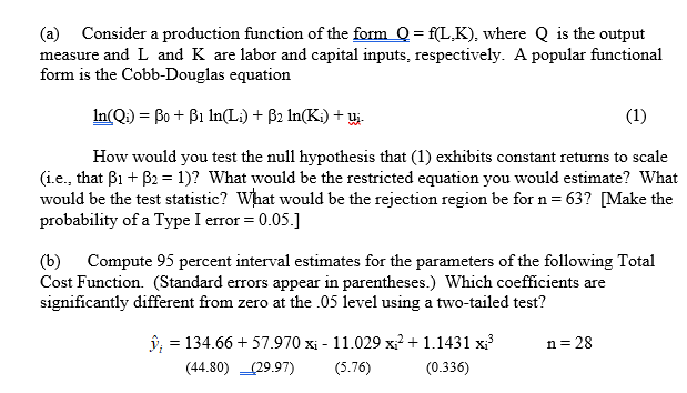 This is an econometrics question. This is all the | Chegg.com