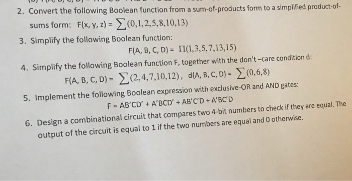Solved n from a sum-of-products form to a simplified | Chegg.com