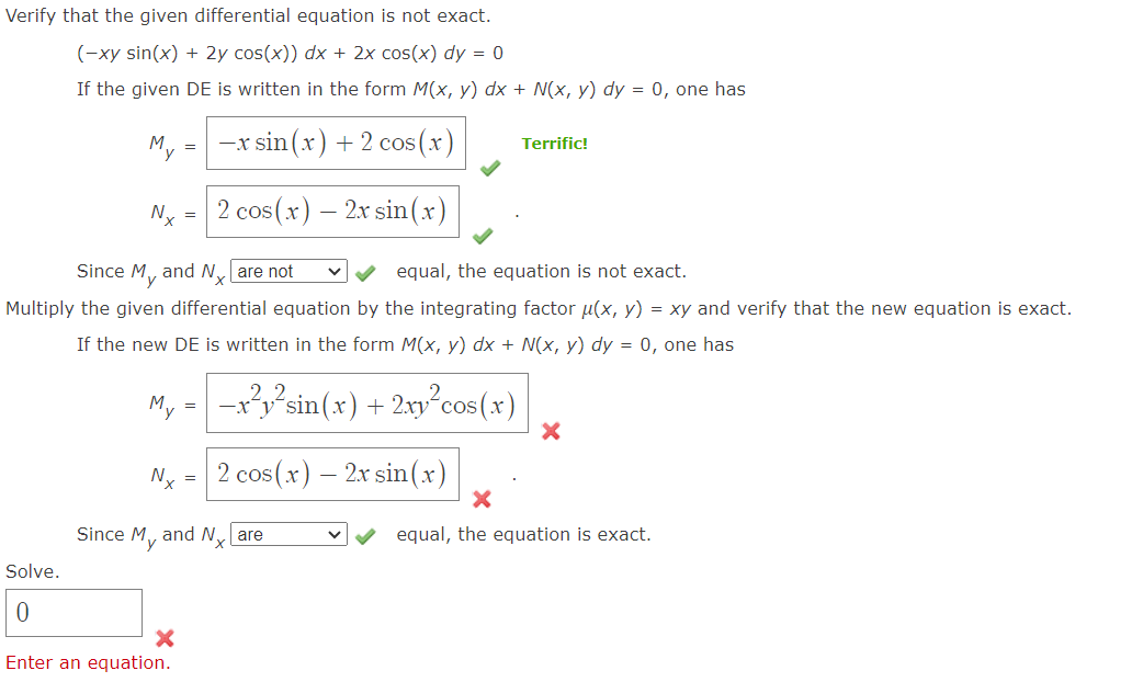 Solved Verify that the given differential equation is not | Chegg.com