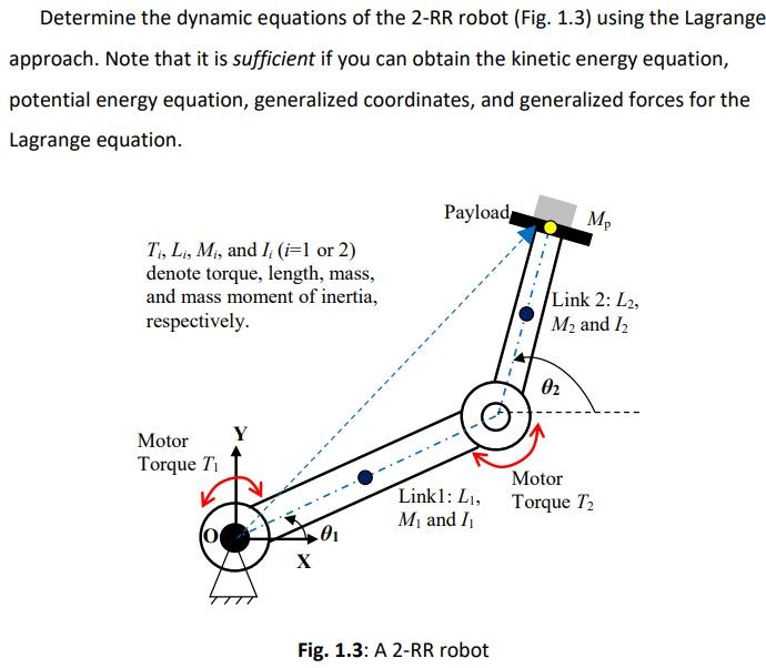Solved Determine the dynamic equations of the 2-RR robot | Chegg.com