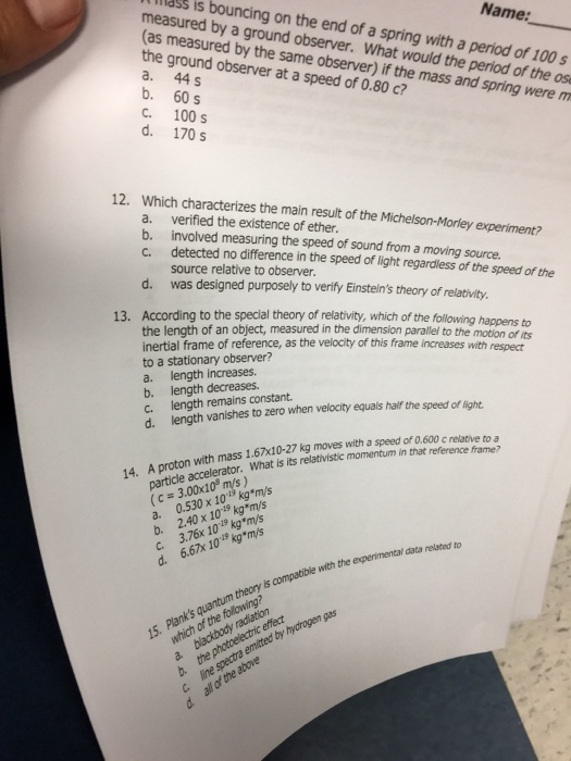 Solved 16. Einstein's Theory of General relativity is based, | Chegg.com