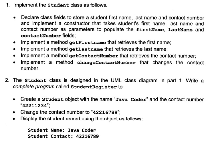 Solved Question 3: (5 marks each) A Student class is | Chegg.com