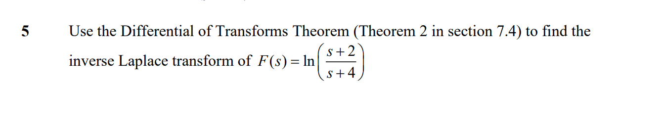 Solved 5 Use the Differential of Transforms Theorem (Theorem | Chegg.com