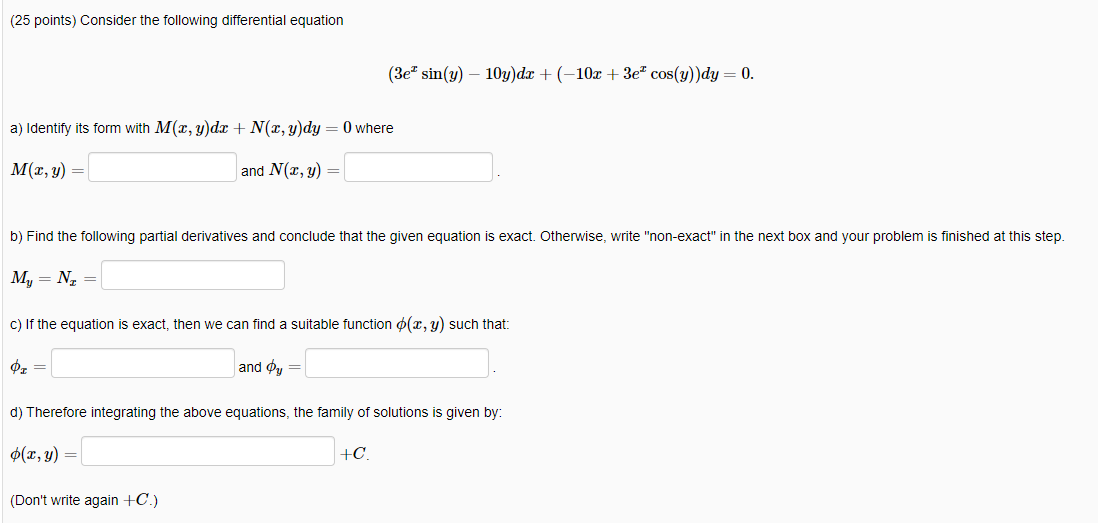 Solved (25 points) Consider the following differential | Chegg.com