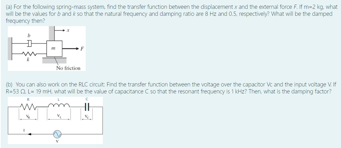 Solved (a) For the following spring-mass system, find the | Chegg.com