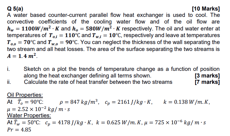 Solved = Q 5(a) [10 Marks] A water based counter-current | Chegg.com