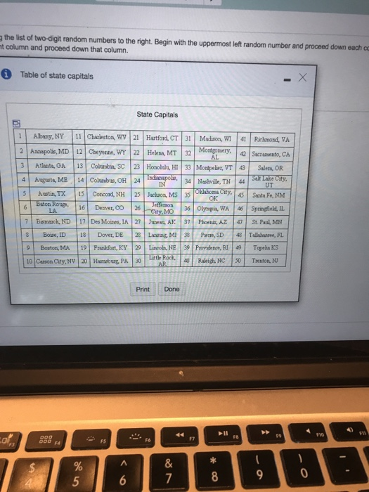 Solved Select a random sample of five state capitals from | Chegg.com