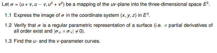 Let σ-(u + v, u-v, u2 + v2) be a mapping of the | Chegg.com