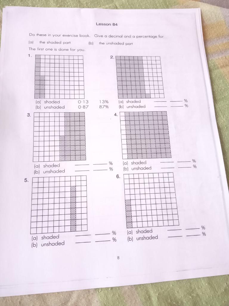 Solved Do these in your exercise book. Give a decimal and a | Chegg.com