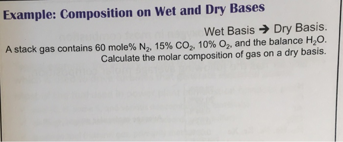 Solved Example: Composition on Wet and Dry Bases Wet | Chegg.com