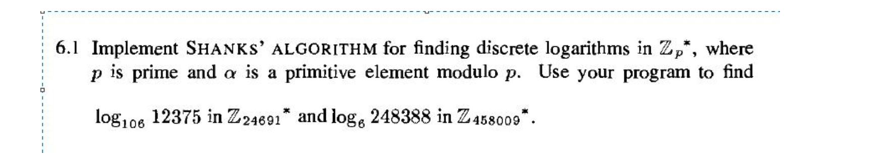 61 Implement Shanks Algorithm For Finding 