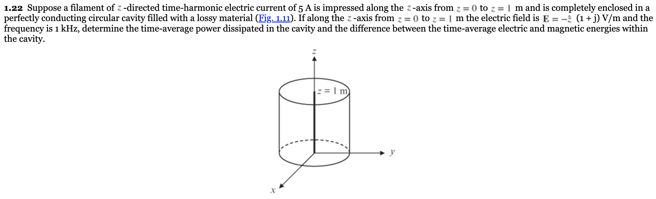Solved 1.22 Suppose a filament of z-directed time-harmonic | Chegg.com