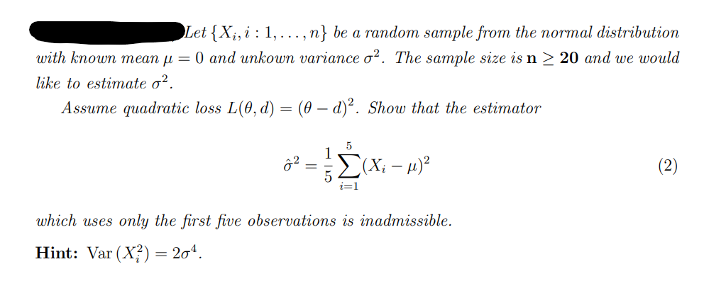 Solved Let {Xi,i:1,…,n} be a random sample from the normal | Chegg.com