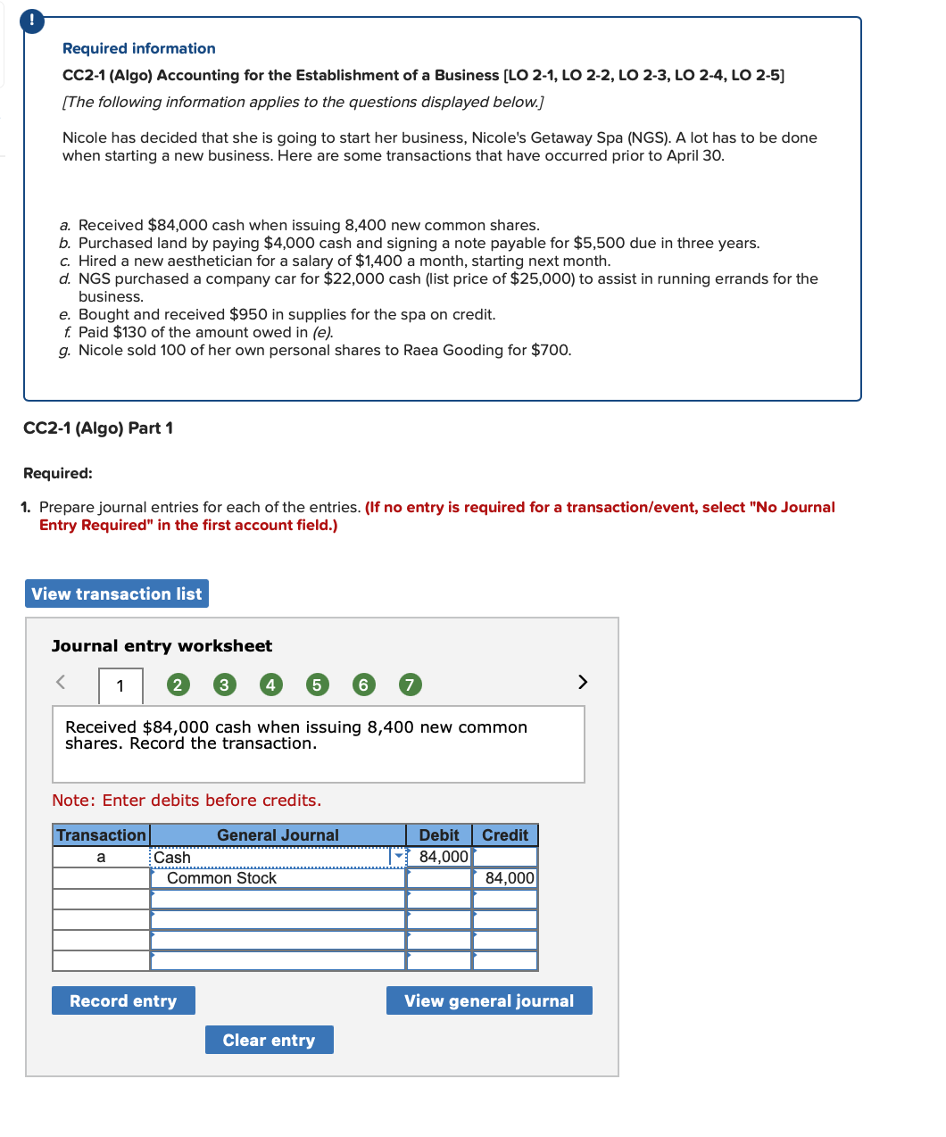 Solved Required information CC2-1 (Algo) Accounting for the | Chegg.com