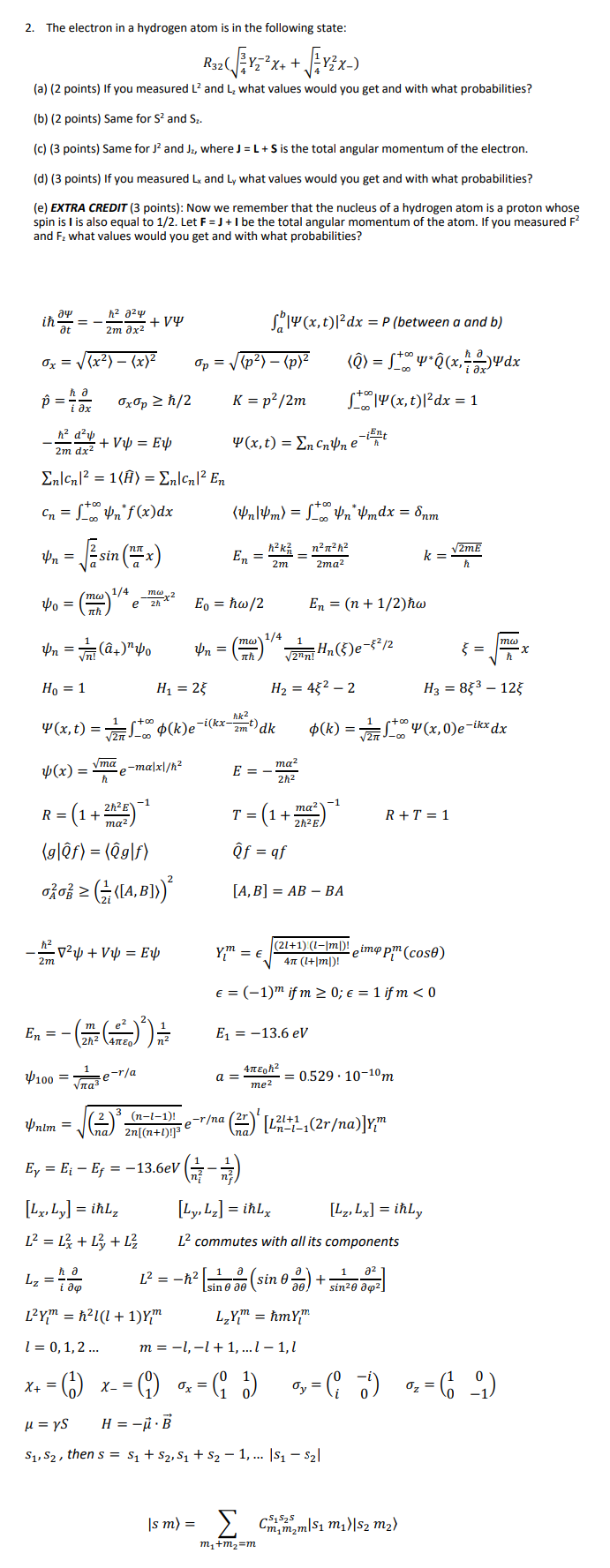Solved 2. The electron in a hydrogen atom is in the | Chegg.com