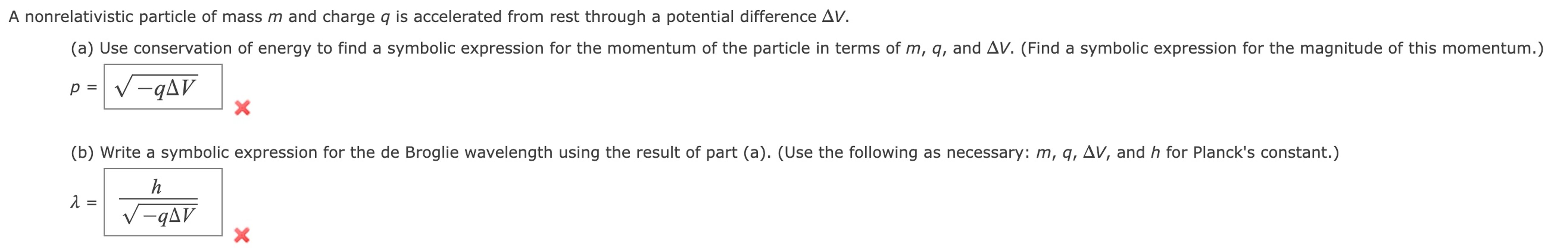 A nonrelativistic particle of mass m and charge q is | Chegg.com