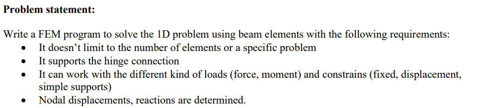 Problem statement: Write a FEM program to solve the | Chegg.com