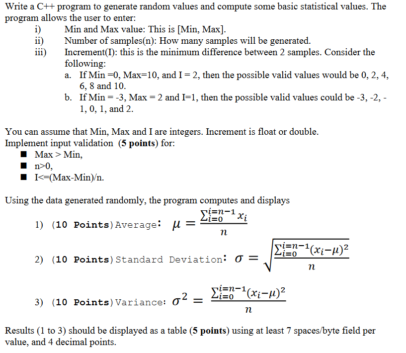Solved Write a C++ program to generate random values and | Chegg.com