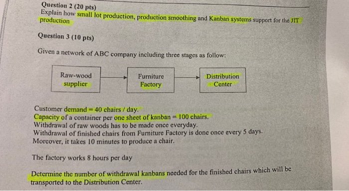 Solved Question 2 (20 pts) Explain how small lot production, | Chegg.com
