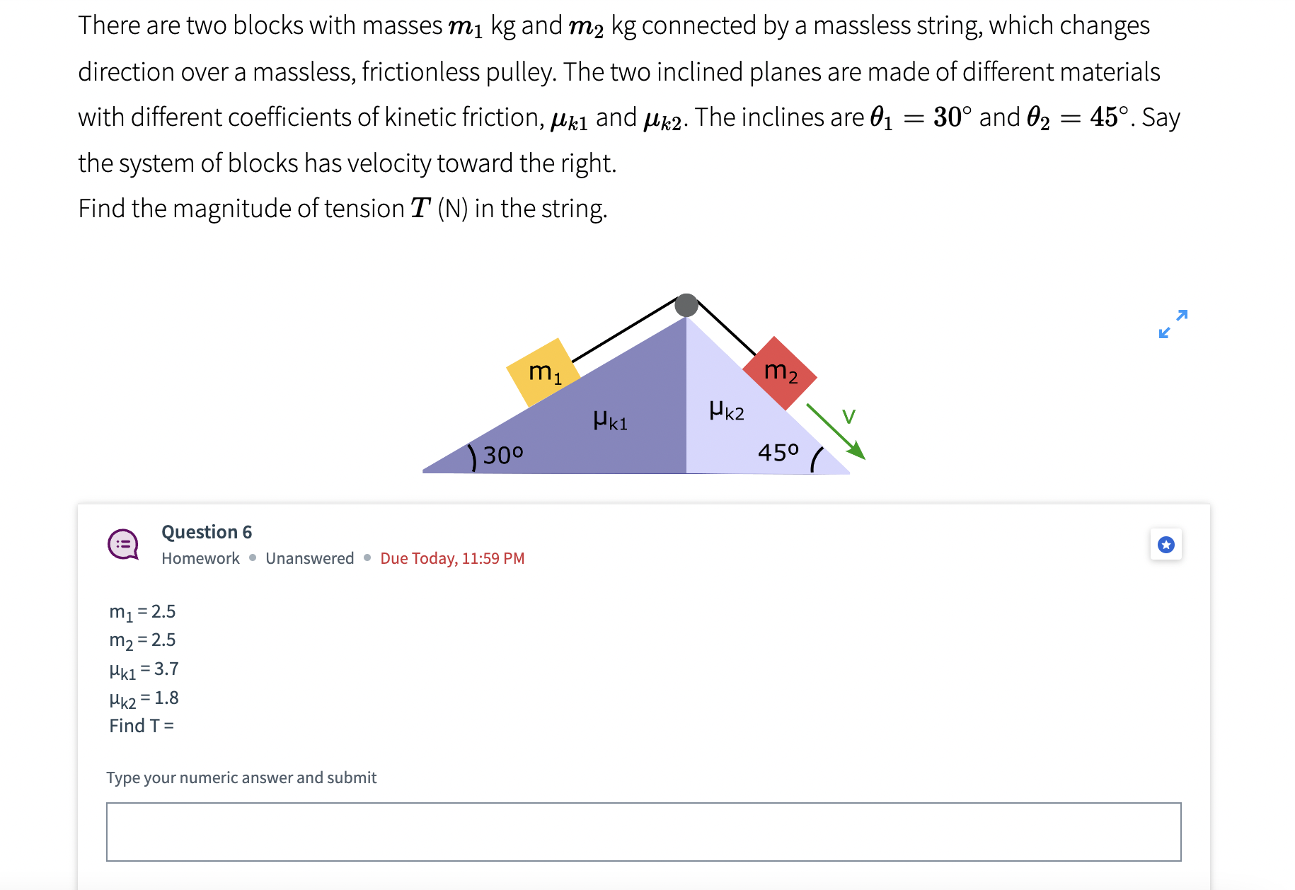 Solved There are two blocks with masses m1 kg and m2 kg | Chegg.com