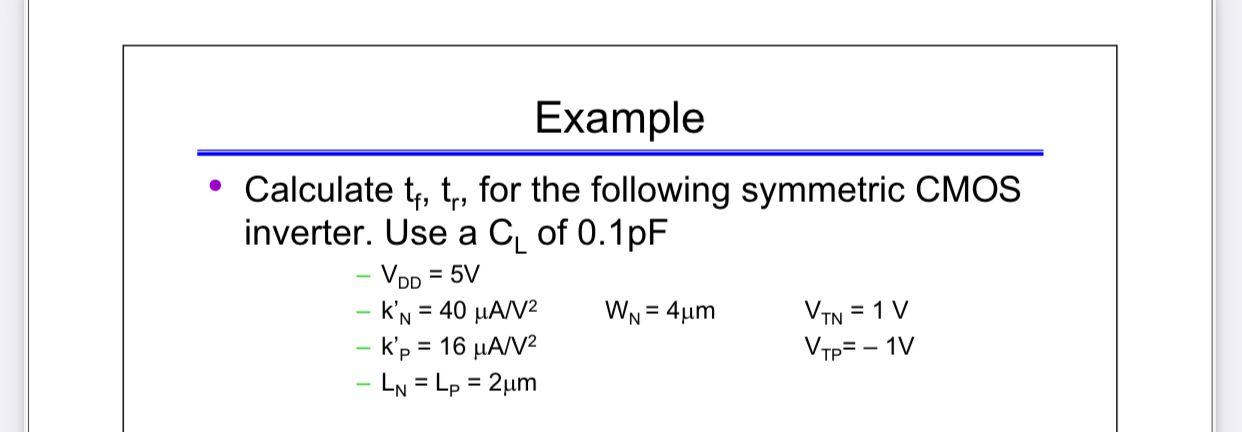 Solved Example Calculate ty, tr, for the following symmetric | Chegg.com