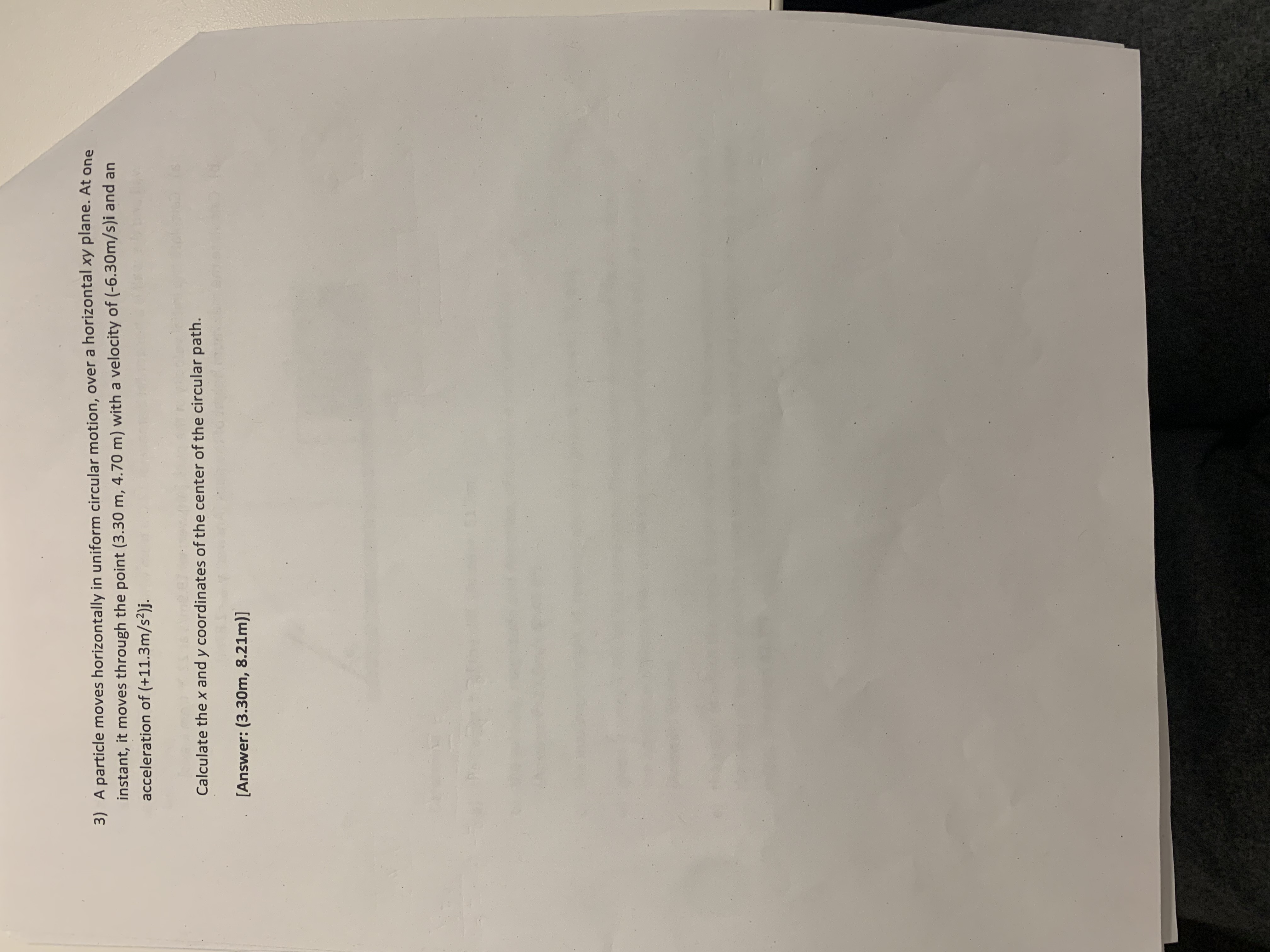 Solved 3) A particle moves horizontally in uniform circular | Chegg.com