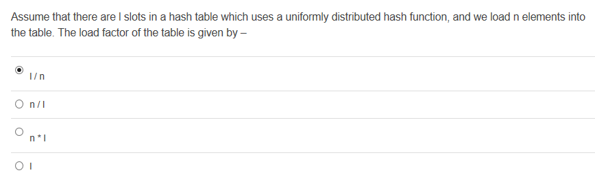 Solved Assume that there are I slots in a hash table which | Chegg.com