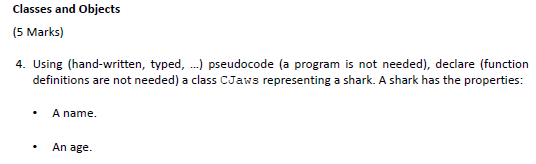 Solved Classes and objects (5 Marks) 4. Using (hand-written, | Chegg.com