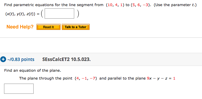 Solved Find parametric equations for the line segment from | Chegg.com