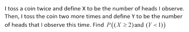 Solved I toss a coin twice and define X to be the number of | Chegg.com