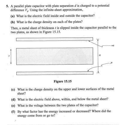 Solved 5. A parallel plate capacitor with plate separation d | Chegg.com