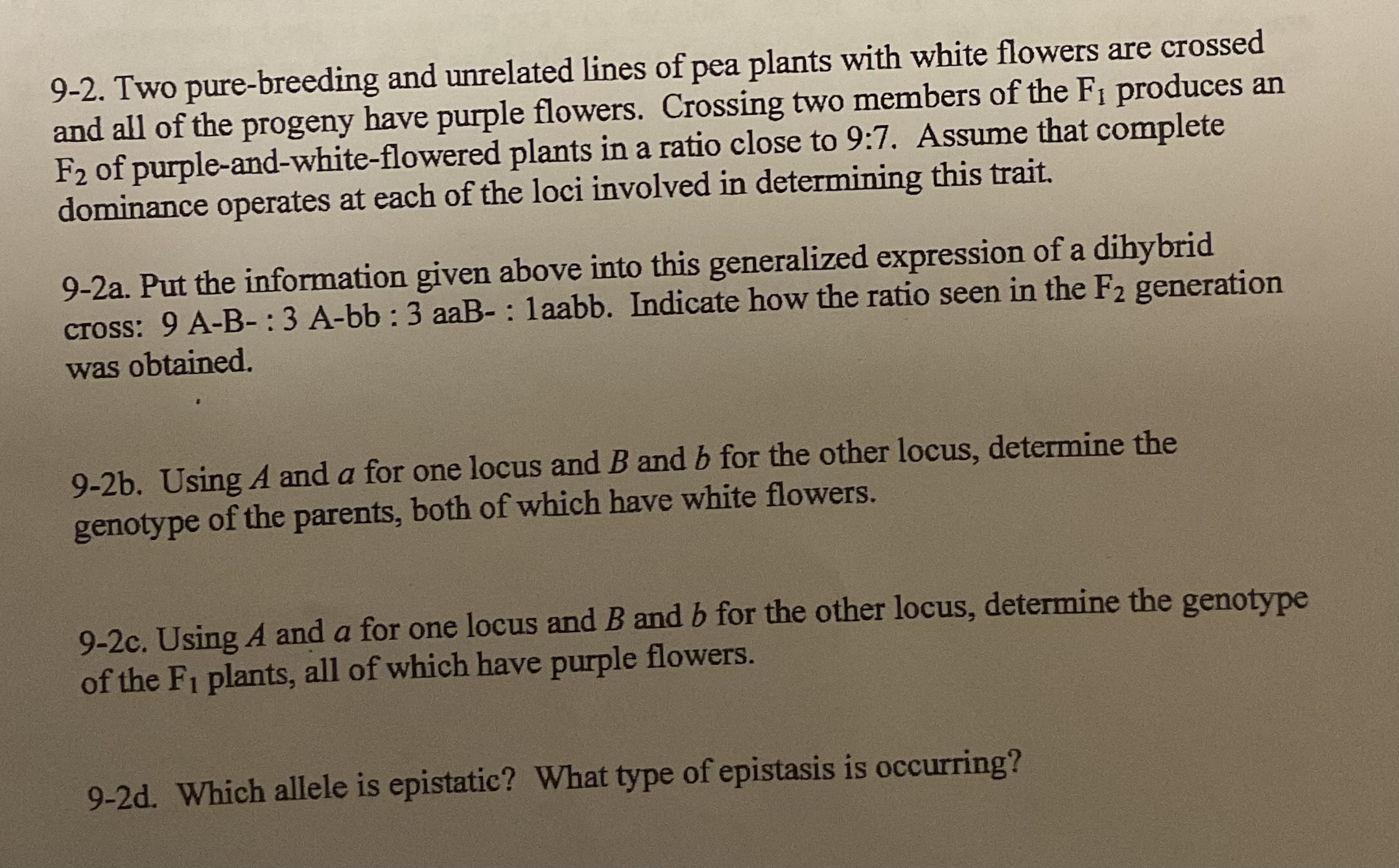 Solved 9-2. Two pure-breeding and unrelated lines of pea | Chegg.com Solved 9-2. Two pure-breeding and unrelated lines of pea | Chegg.com