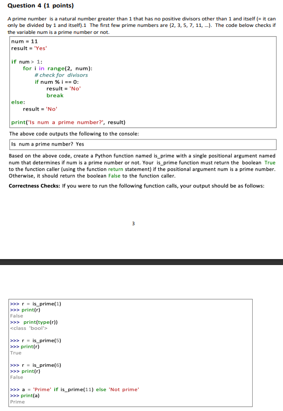 Solved Question 4 (1 points) A prime number is a natural | Chegg.com
