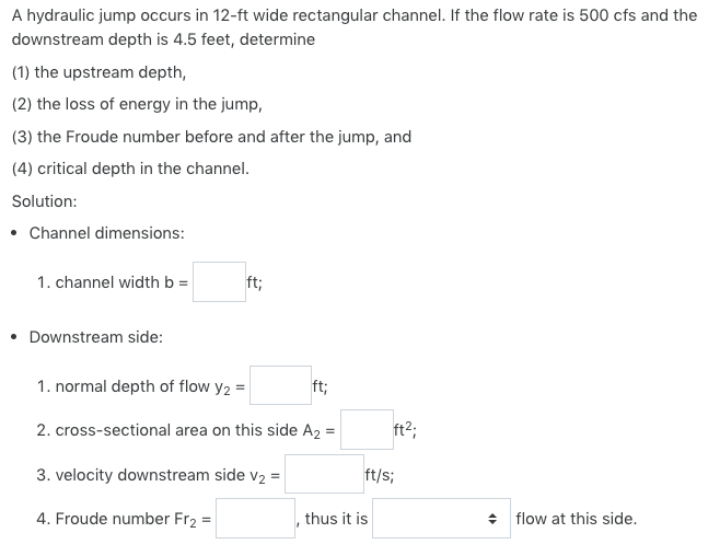Solved A hydraulic jump occurs in 12-ft wide rectangular | Chegg.com
