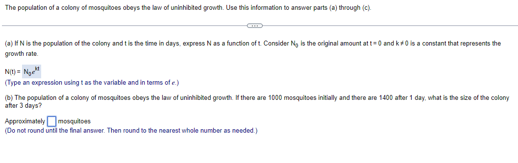 Solved The population of a colony of mosquitoes obeys the | Chegg.com