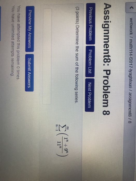 Solved く ! webwork / math114-12017-lyaghfouri , assignment8 | Chegg.com