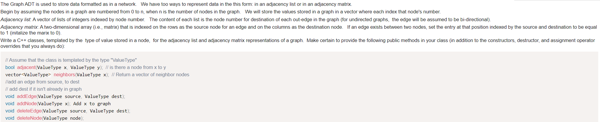 Solved In C++. Write two files, a graph adjacency list and a | Chegg.com