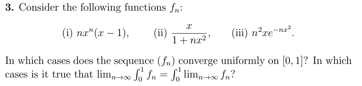 Solved 3. Consider the following functions fn : (i) | Chegg.com