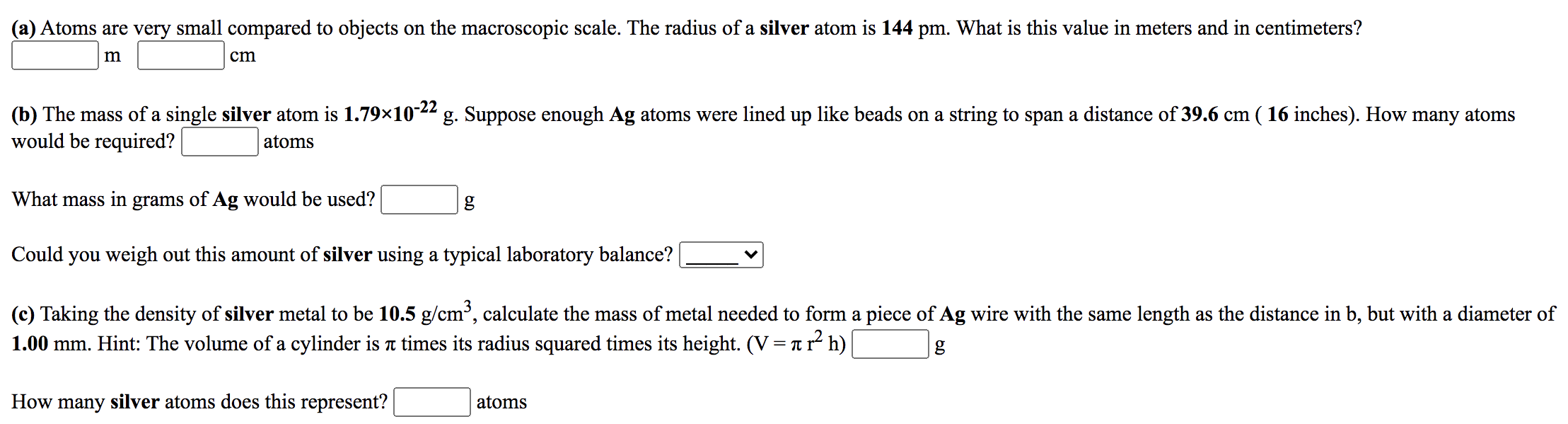 Solved (a) Atoms are very small compared to objects on the | Chegg.com