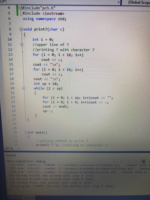 Solved CPT (Global Scope 4 #include-pch.h" s Ilinclude 6 | Chegg.com