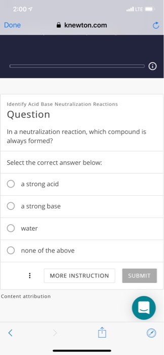 Solved 2:001 LTE Done a knewton.com Identify Acid Base | Chegg.com