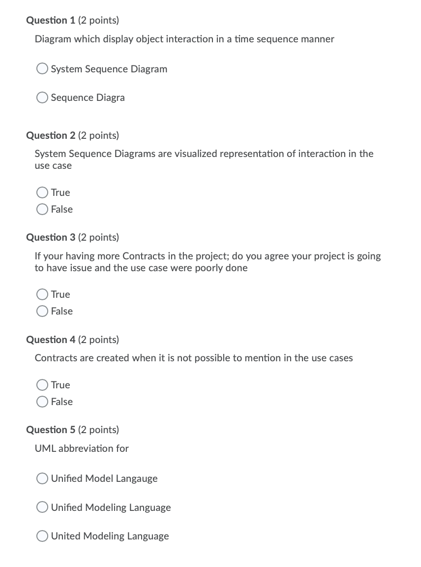 Solved Question 1 (2 points) Diagram which display object | Chegg.com