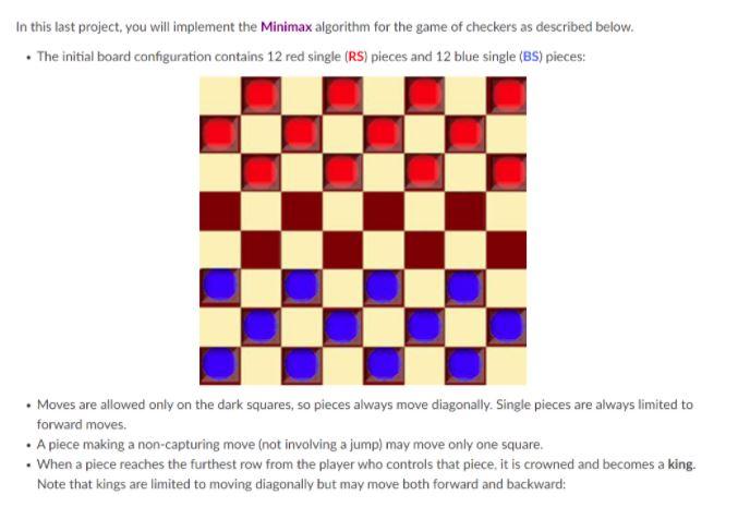 Please help me implement this game of checkers by | Chegg.com